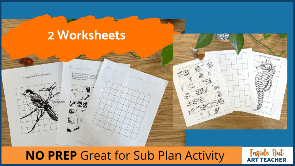 ART WORKSHEET/SUB PLAN: Mystery Scramble Grid Drawing - Inside Out Art ...