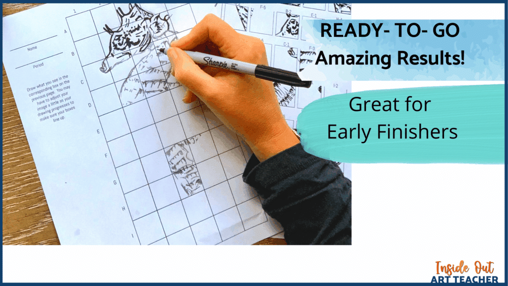 ART WORKSHEET/SUB PLAN: Mystery Scramble Grid Drawing - Inside Out Art ...