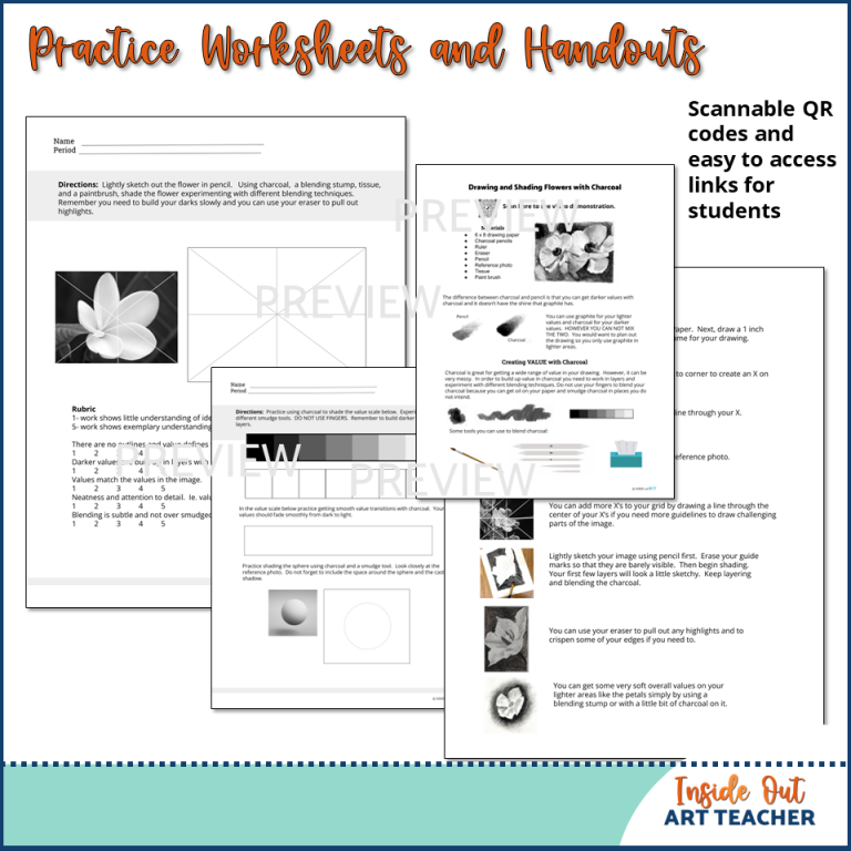 Beginner Drawing Charcoal Flowers High School Visual Art Lesson ...