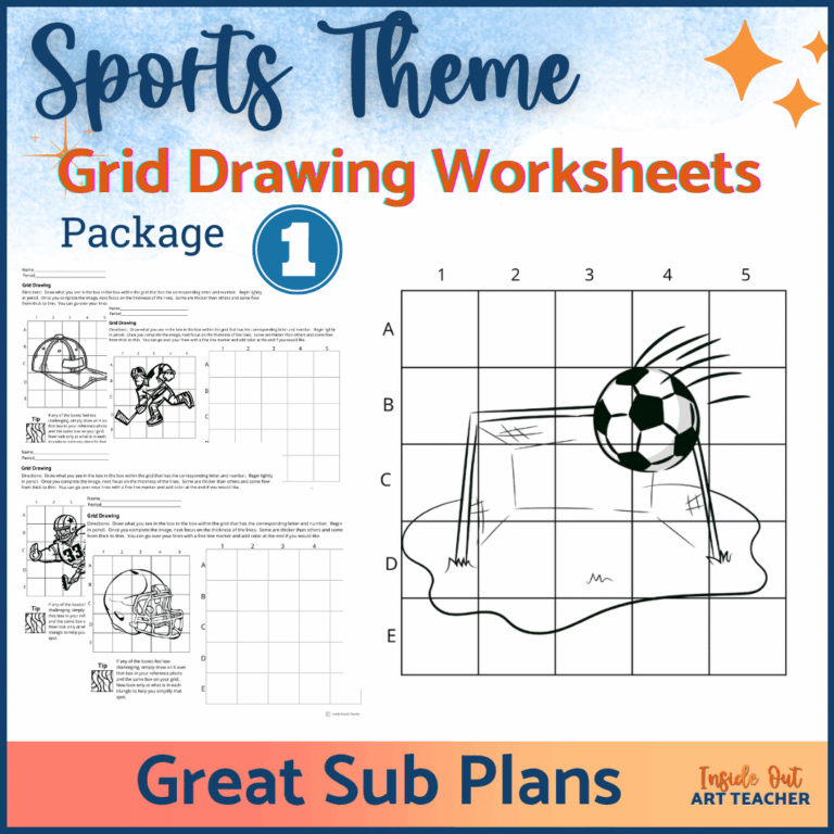 HIGH SCHOOL SUB PLAN/WORKSHEET: Grid Drawing Worksheets Sports Theme ...